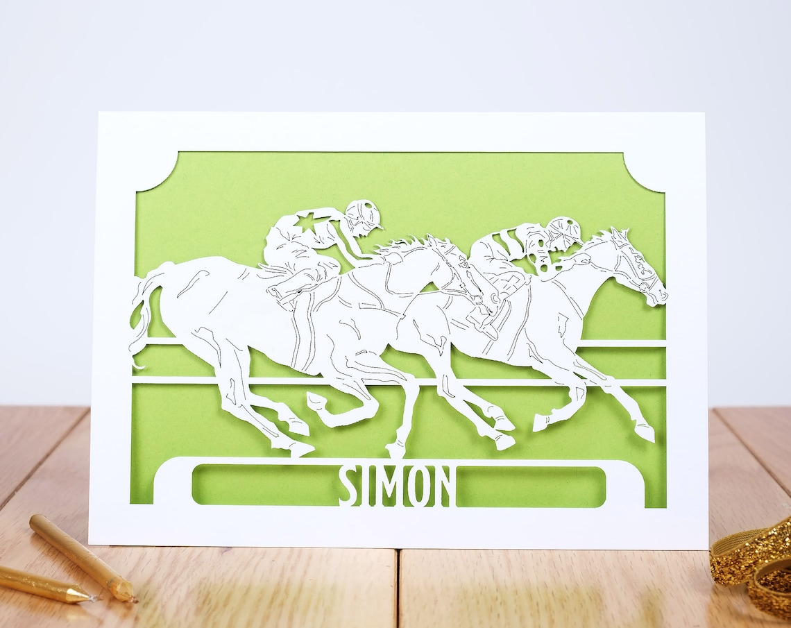 Horse Racing Personalised Birthday Card Laser Cut Card - Etsy