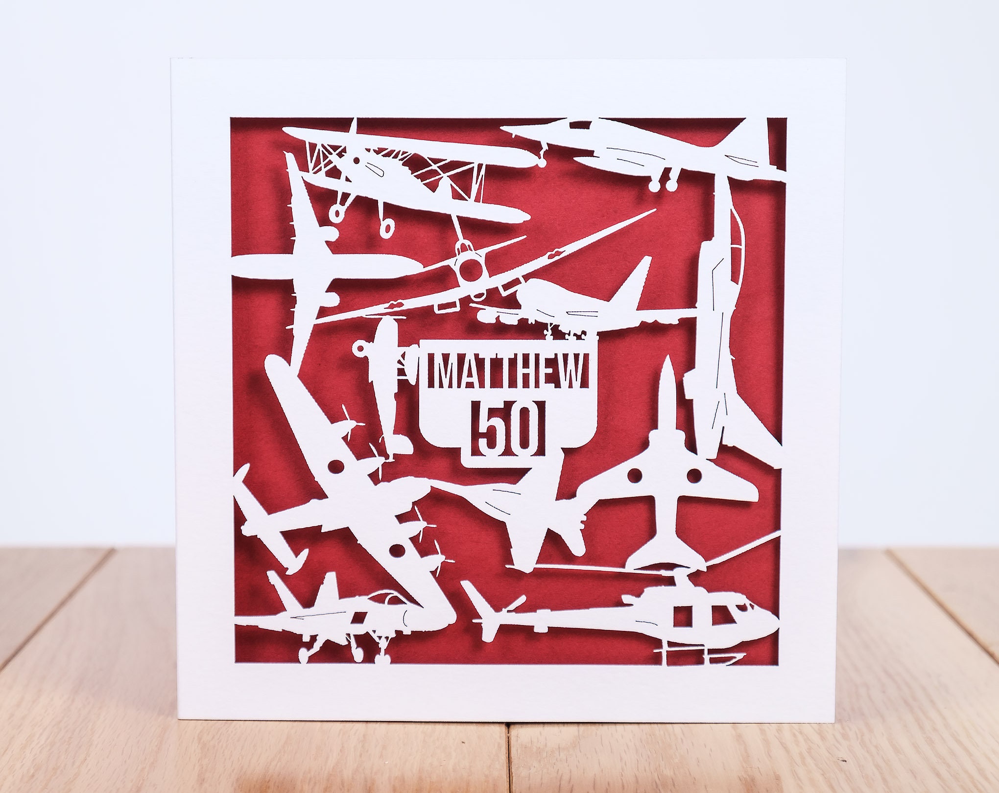Aeroplane Personalised Birthday Card Flying Card Laser Cut - Etsy UK