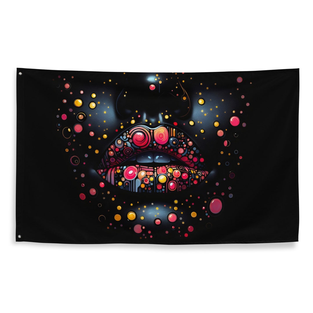 Neon Lips in Magic Flag - Etsy