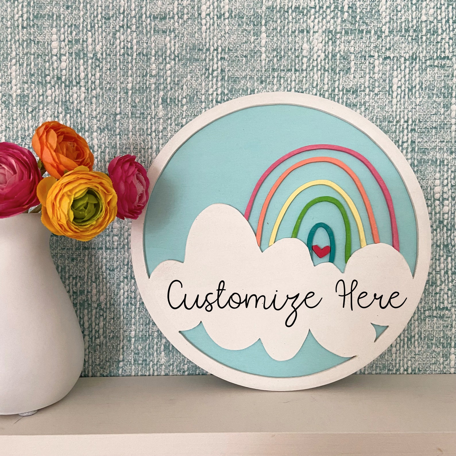 Round 3D Rainbow Custom Sign Rainbow Personalized Sign | Etsy
