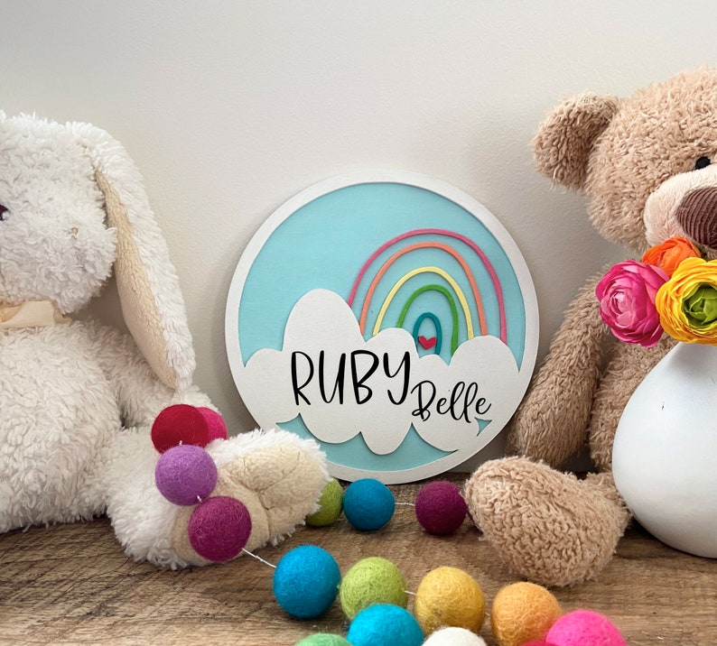 Round 3D Rainbow Custom Sign Rainbow Personalized Sign | Etsy