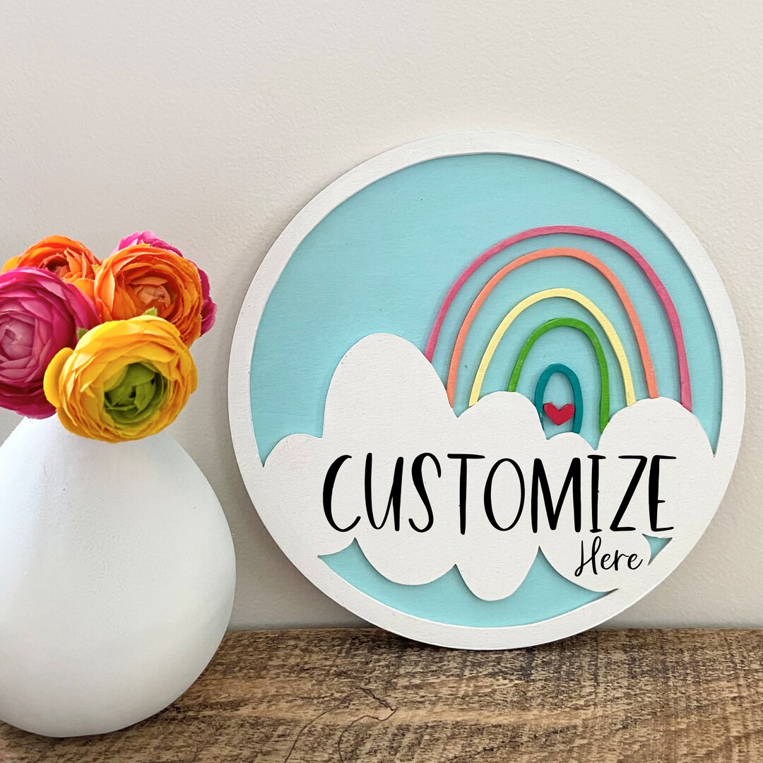 Round 3D Rainbow Custom Sign | Rainbow Personalized Sign | Rainbow Name ...