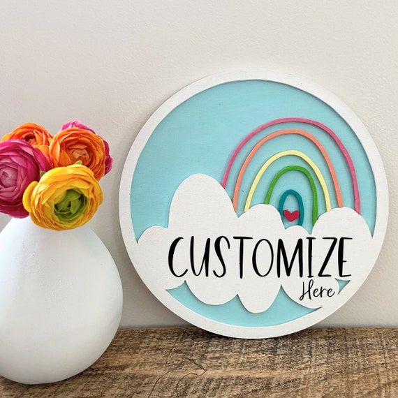 Round 3D Rainbow Custom Sign Rainbow Personalized Sign | Etsy