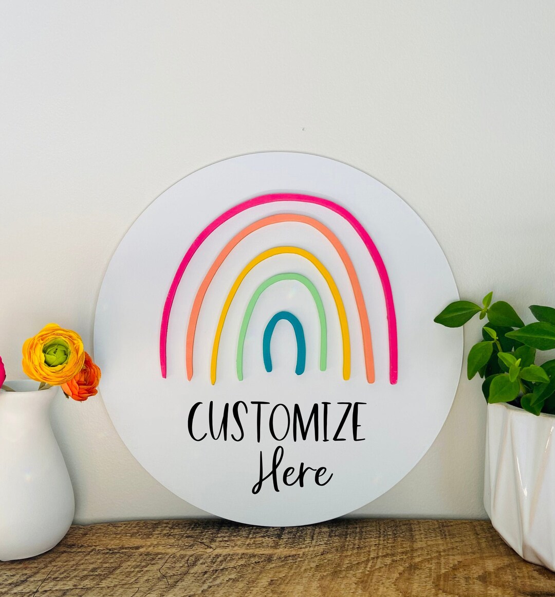Round Rainbow Custom Sign | 3D Rainbow Personalized Sign | Rainbow Baby ...