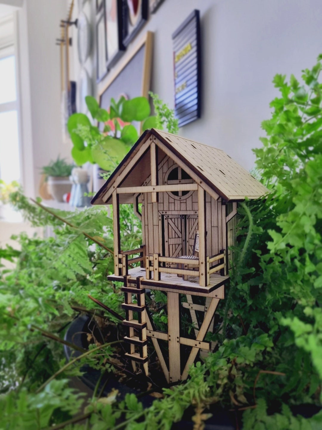 Plant House Small Diy Miniature Wooden Cabin For Plant Decor