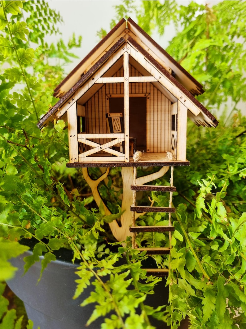 Plant Hut Small DIY Miniature Tribal-inspired Plant Decor Small Wooden ...