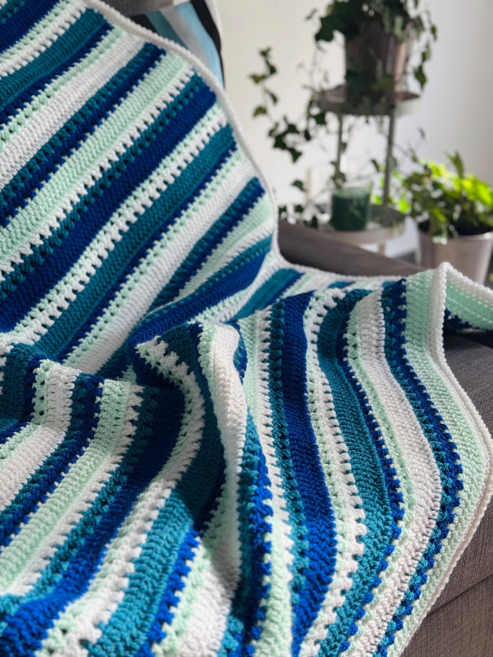 CROCHET PATTERN / Striped Crochet Blanket / Easy Crochet Blanket ...