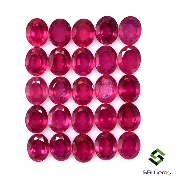 5x4 Mm Natural Ruby Oval Cut Lot 25 Pcs 12.26 Cts Calibrated - Etsy