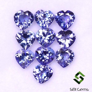 5x5 Mm Natural Tanzanite Heart Shape Cut Lot 10 Pcs 4.34 CTS Calibrated ...