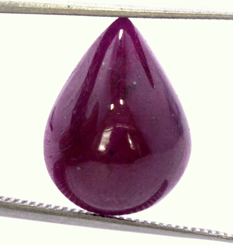 11.41 CTS Certified Natural Ruby Pear Cabochon 15x11.50 Mm Reddish ...