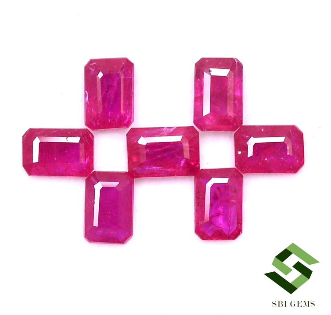 6x4 Mm Natural Ruby Octagon Cut Lot 08 Pcs 4.86 Cts Mozambique ...