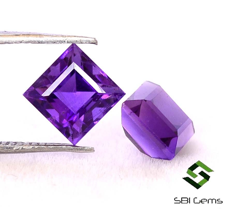 6x6 mm Natural Amethyst Square Cut 3 Quality Pairs Calibrated | Etsy