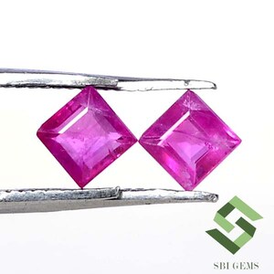3.75 Mm to 4x4 Mm Natural Ruby Square Cut 3 Size Pair Calibrated ...