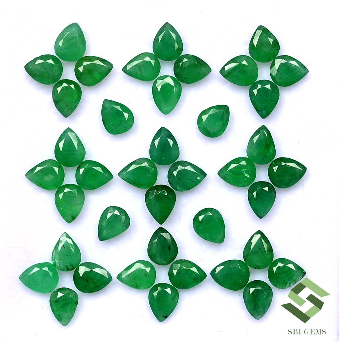5x4 Mm Natural Emerald Pear Cut Lot 20 Pcs 5.46 Cts Calibrated ...