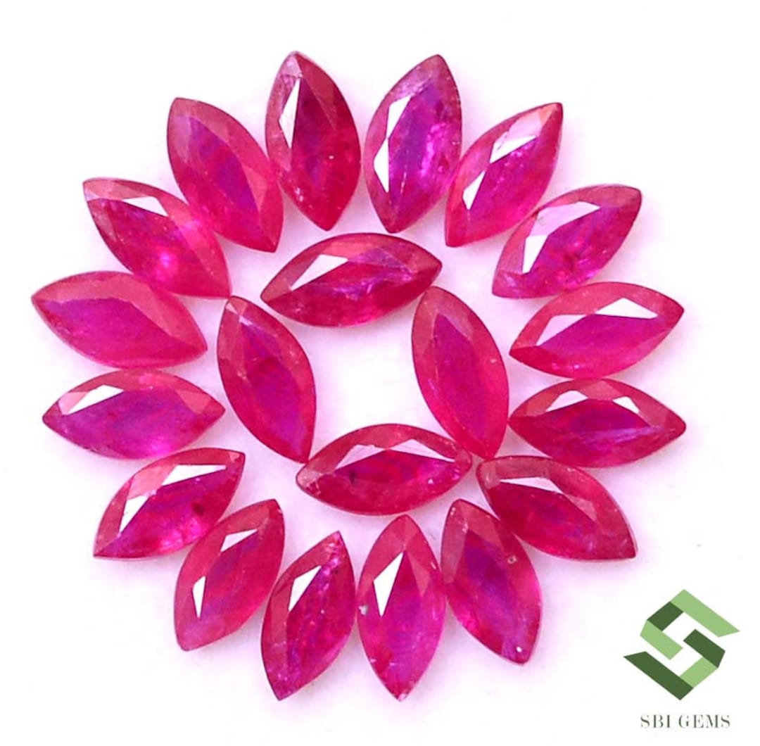 6x3 Mm Natural Ruby Marquise Cut Lot 05 Pcs 1.53 CTS Burma Calibrated ...
