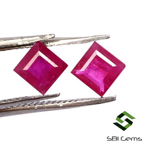 4.20 Mm Certified Natural Ruby Square Cut Pair 0.91 Cts Calibrated Best ...