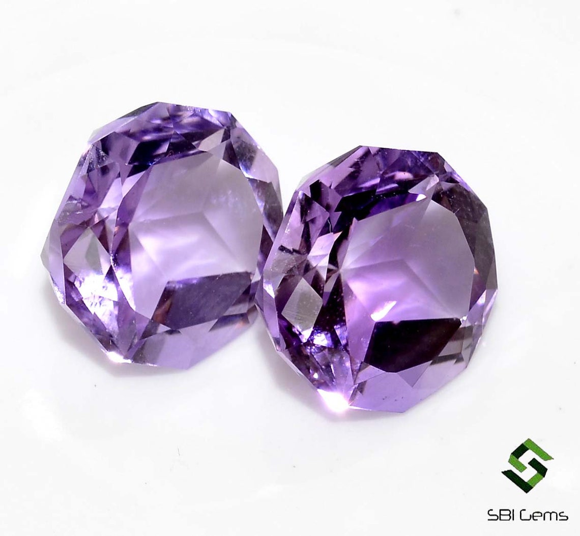 12.50x12.50 Mm Certified Natural Amethyst Fancy Shape Cut Pair 12.60 ...