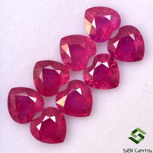 5 Mm Natural Ruby Heart Shape Cut Lot 05 Pcs Calibrated Faceted Loose ...