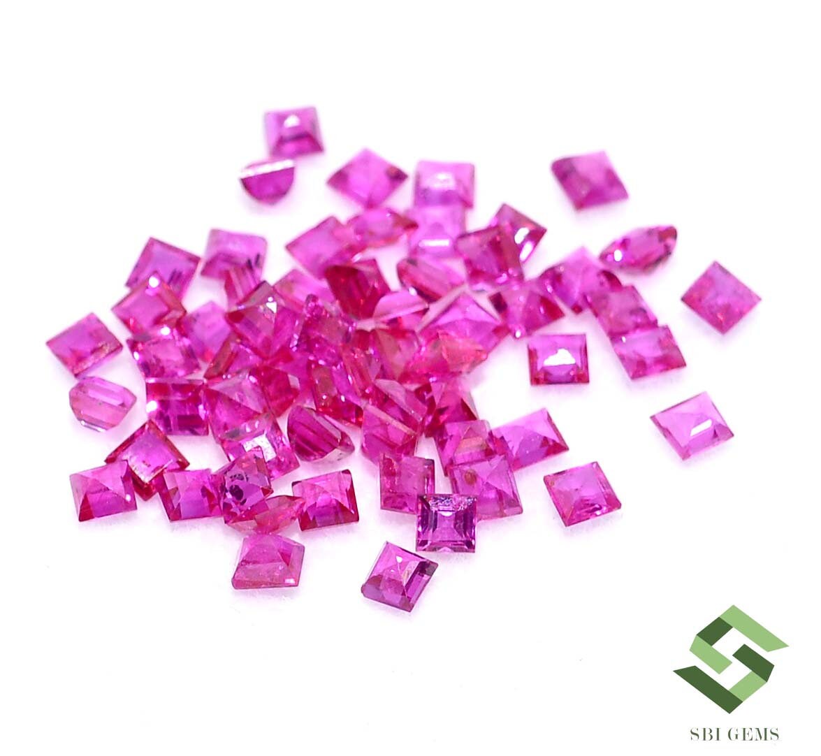 2 Mm Natural Ruby Square Cut Lot 25 Pcs 1.64 Cts Calibrated - Etsy