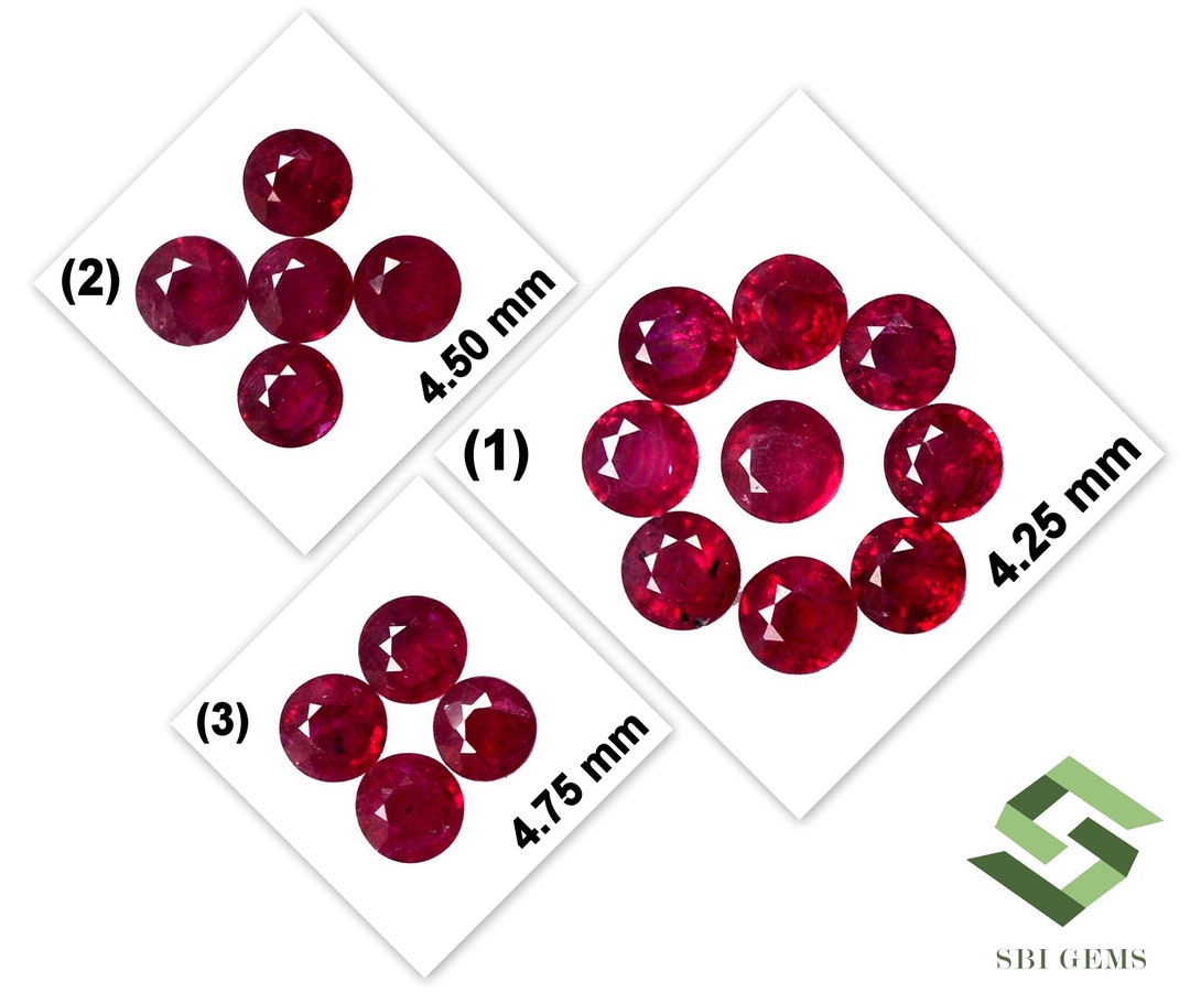 4.25 Mm to 4.75 Mm Natural Ruby Round Cut Lot 05 Pcs Mozambique ...