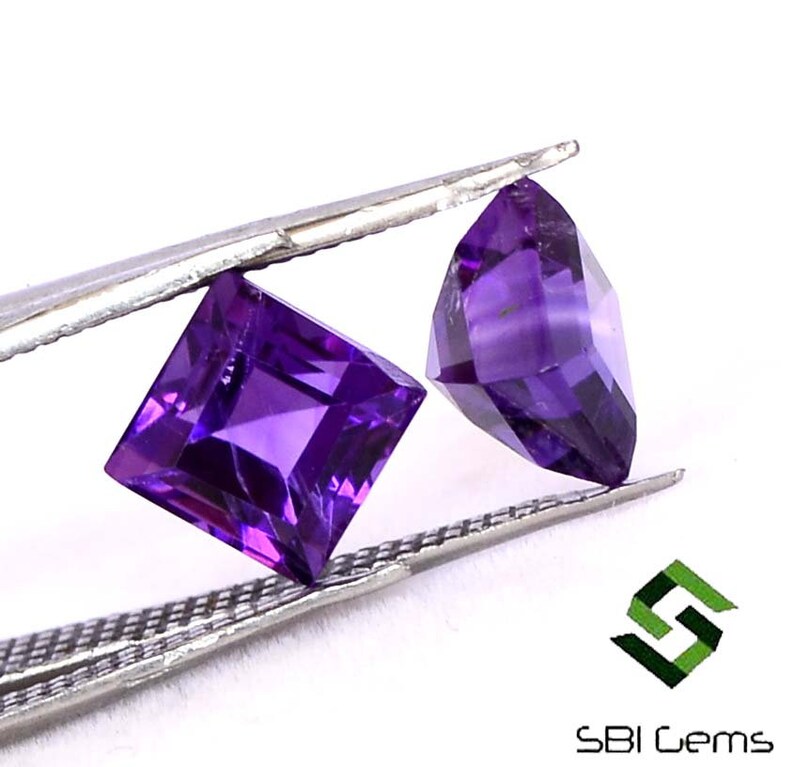 6x6 Mm Natural Amethyst Square Cut 3 Quality Pairs Calibrated Untreated ...