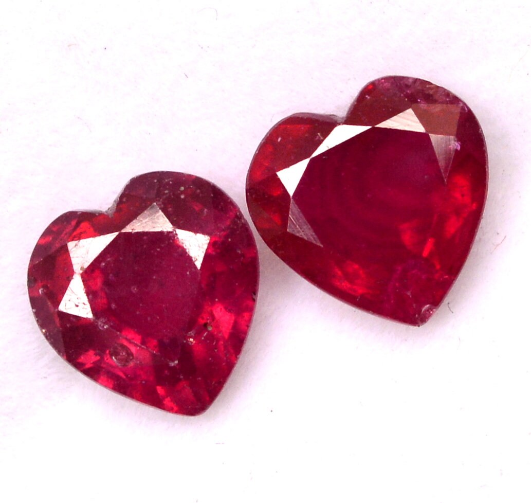 8x8 mm Natural Ruby Heart Shape Cut Pair 4.33 Cts Faceted | Etsy