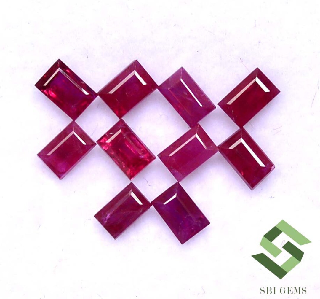3.25x2mm Certified Natural Burma Ruby Baguette Cut Lot 10 Pcs Loose ...