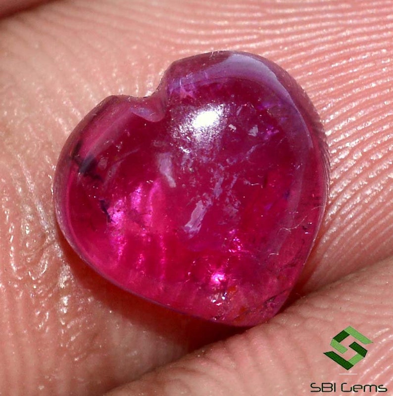 10x10 Mm Natural Ruby Lite Tourmaline Heart Shape Cabochon | Etsy