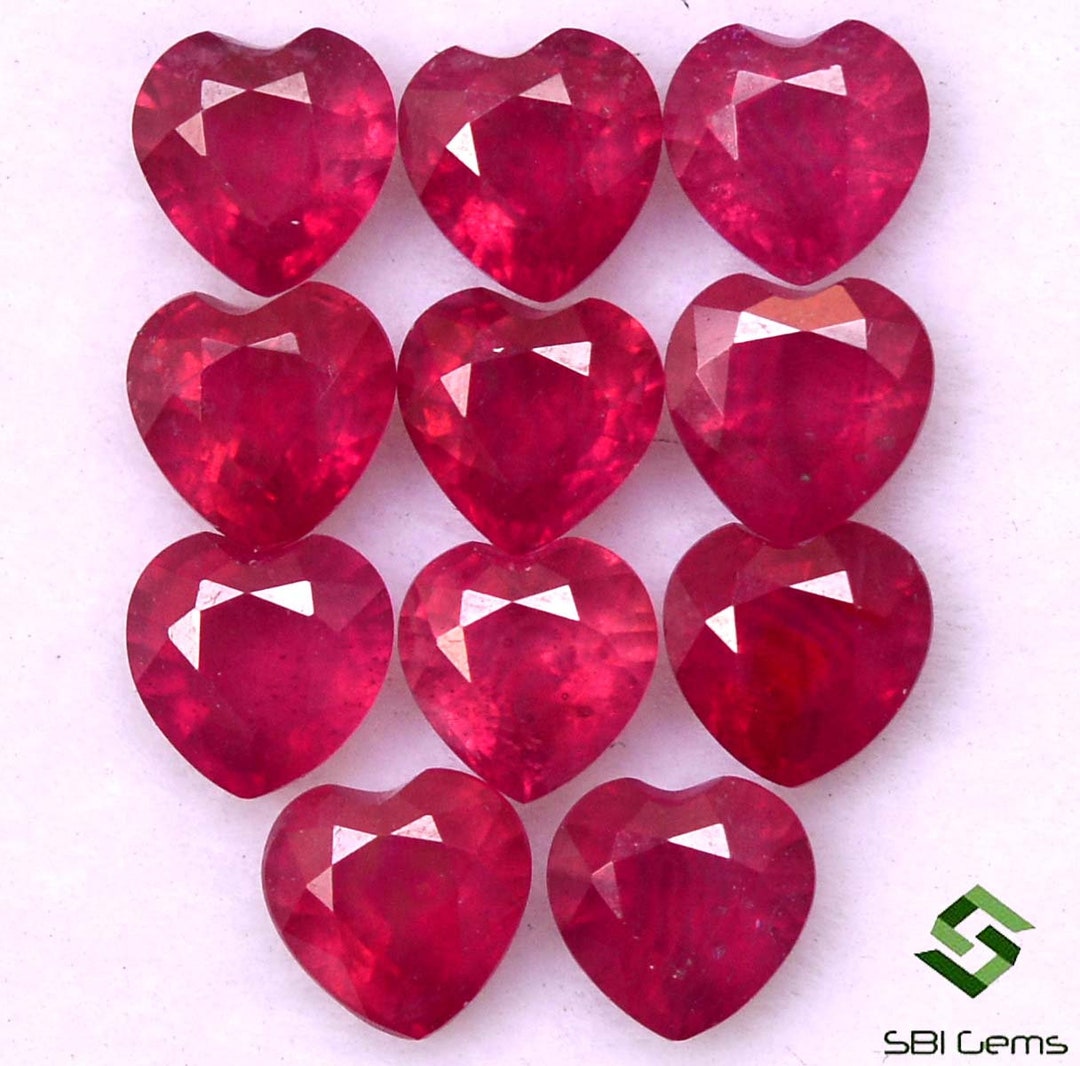 5 Mm Natural Ruby Heart Shape Lot 11 Pcs 8.12 Cts Calibrated Faceted ...