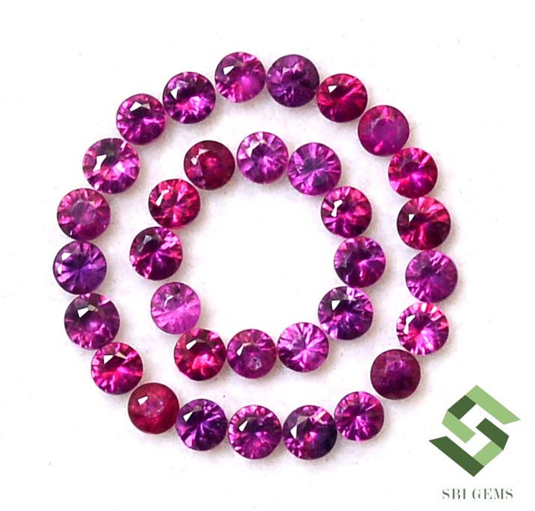 2 Mm Natural Ruby Round Cut Lot 33 Pcs 1.38 CTS Calibrated Faceted ...