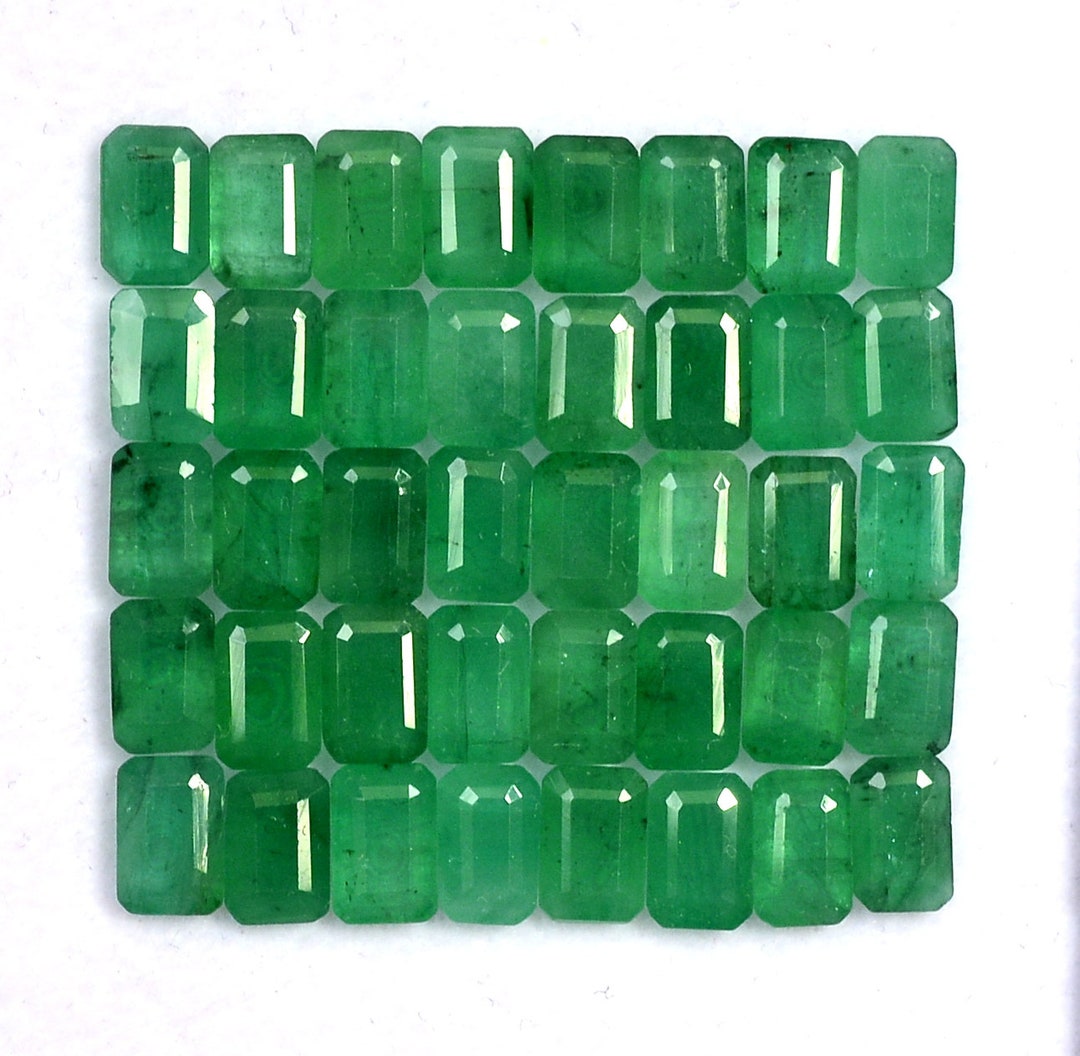 6x4 Mm Natural Emerald Octagon Cut Lot 40 Pcs 21.88 CTS Calibrated ...