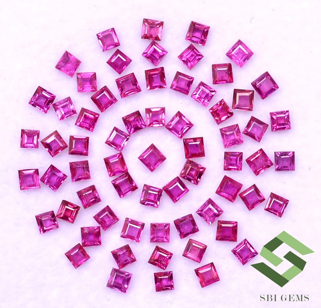 2 Mm Natural Ruby Square Cut Lot 25 Pcs 1.64 Cts Calibrated Loose ...