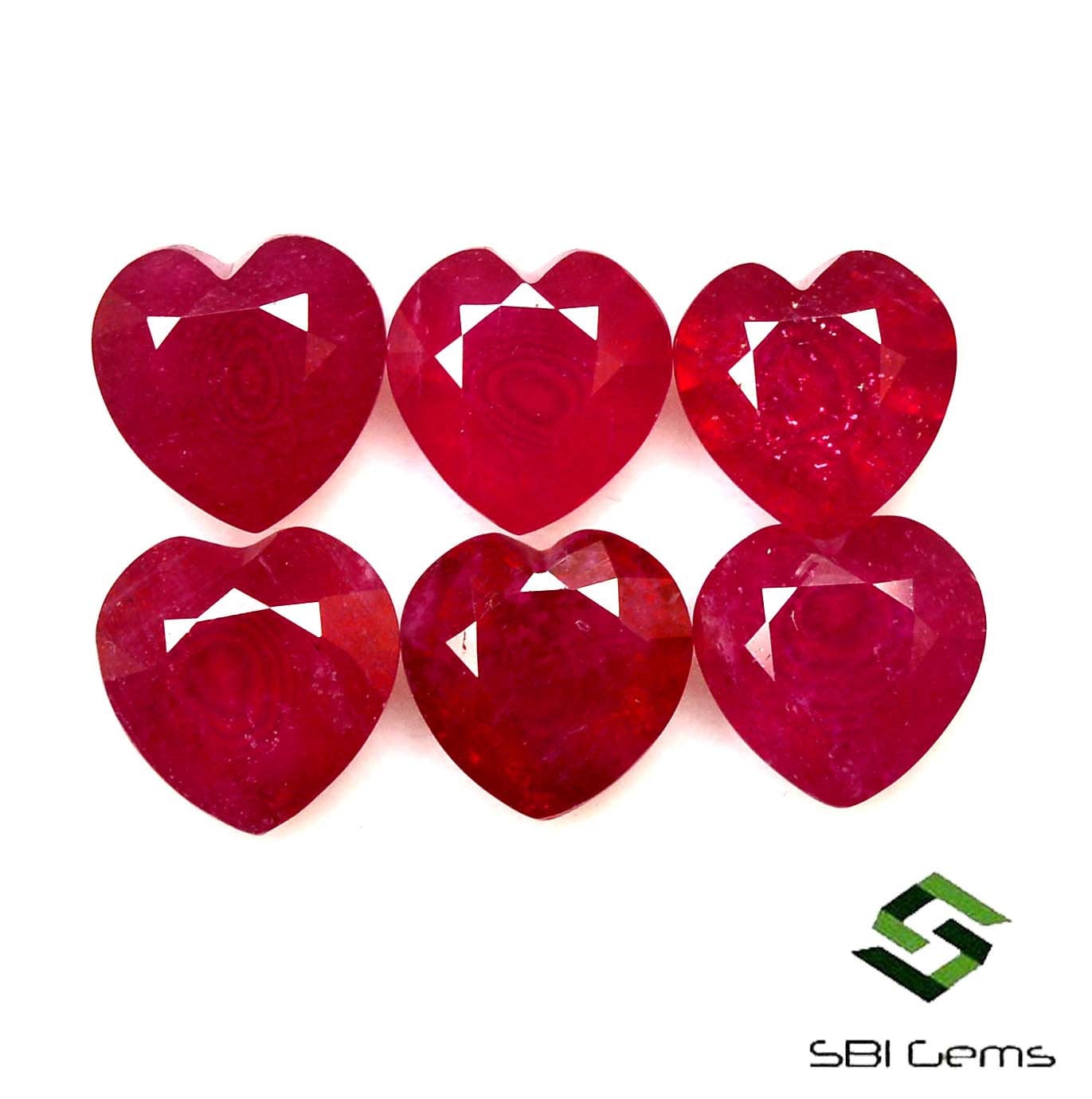 10x10 Mm Natural Ruby Heart Shape Cut Gemstone Lot: 06 Piece Glass ...