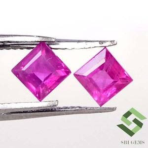 3.75 Mm to 4x4 Mm Natural Ruby Square Cut 3 Size Pair Calibrated ...