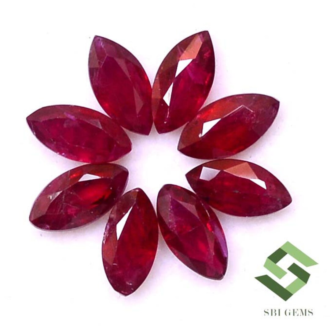 6x3 Mm Natural Ruby Marquise Cut Lot 09 Pcs 2.72 CTS Calibrated Loose ...