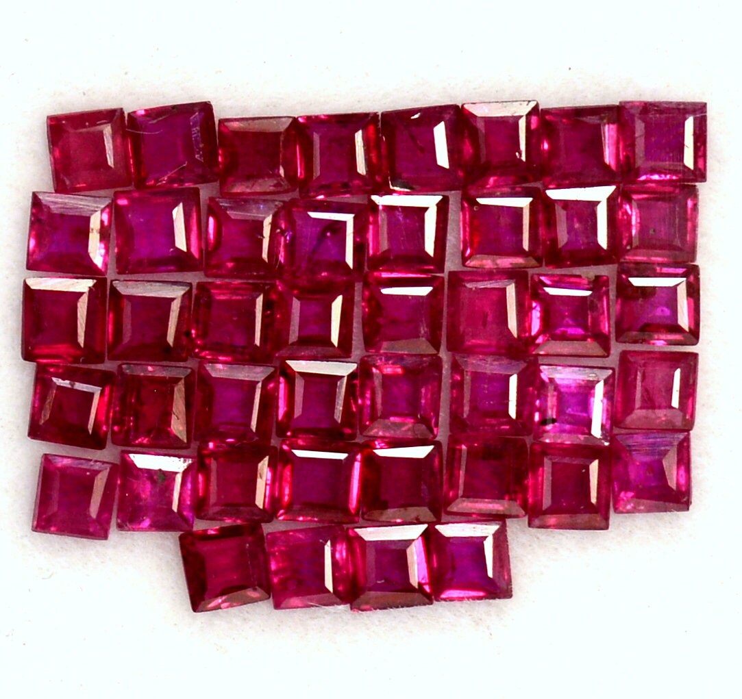 2 mm Natural Ruby Square Cut Lot 45 Pcs 2.69 Cts Calibrated | Etsy