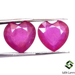 11x11 Mm Natural Ruby Heart Shape Cut 3 Quality Pair Calibrated Faceted ...