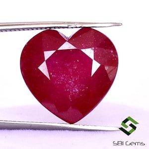 14x14 Mm Natural Ruby Heart Shape Cut 14.49 Cts Dark Red Shade Loose ...