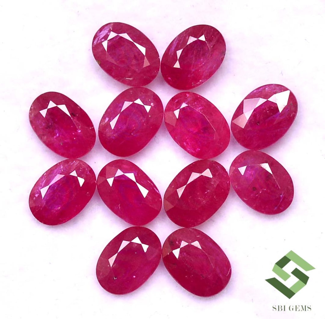 7x5 Mm Certified Natural Ruby Oval Cut Lot 05 Pcs Mozambique Loose ...