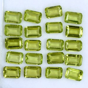 6x4 Mm Natural Peridot Octagon Cut Lot Parrot Color Loose Gemstones - Etsy