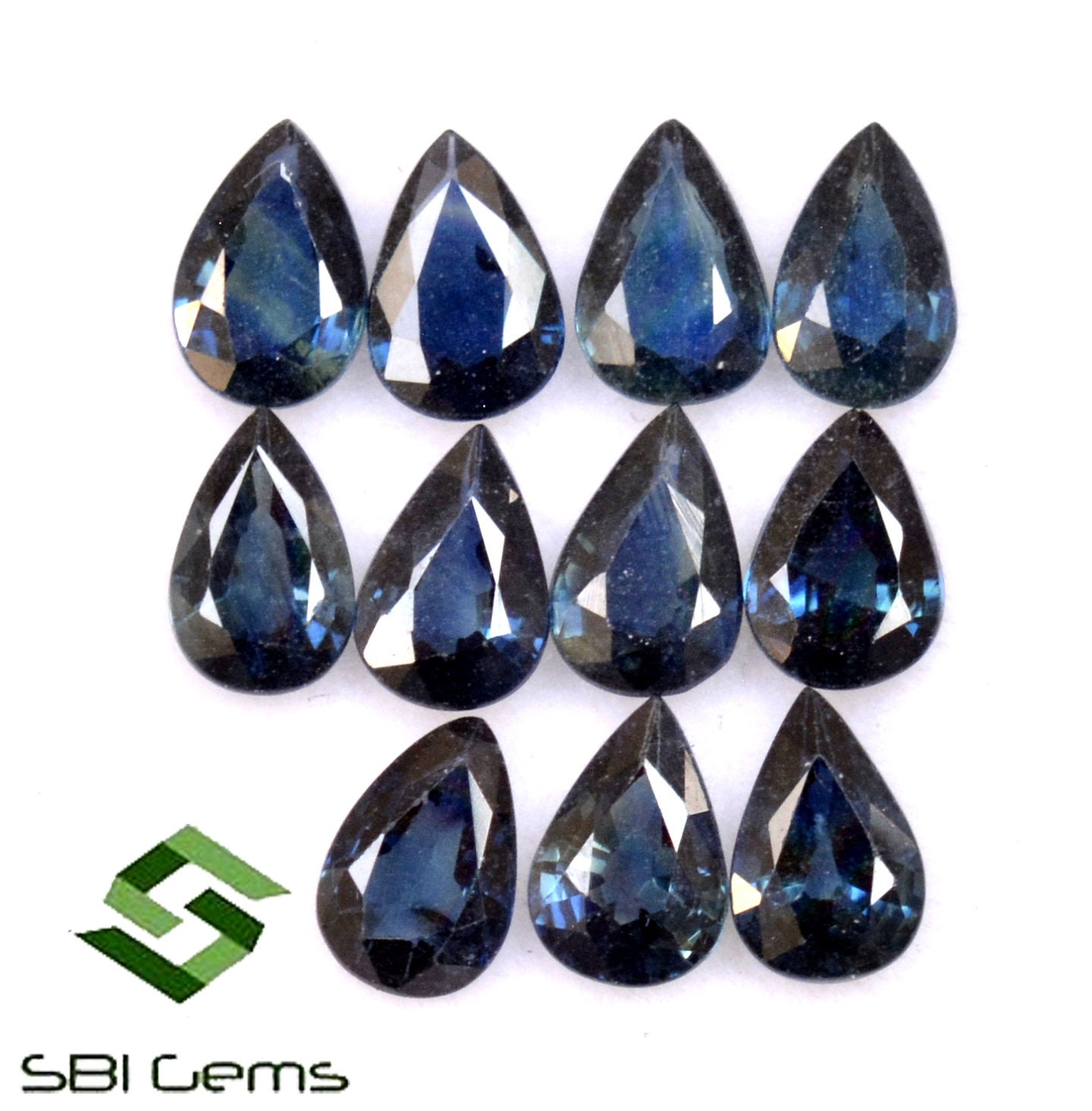 6x4 Mm Natural Blue Sapphire Pear Cut Lot: 11 Piece Calibrated Loose ...