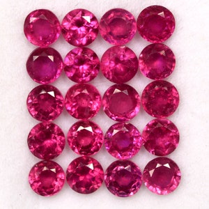 4 Mm Natural Ruby Round Cut Lot 20 Pcs 7.36 Cts Calibrated Faceted Red ...