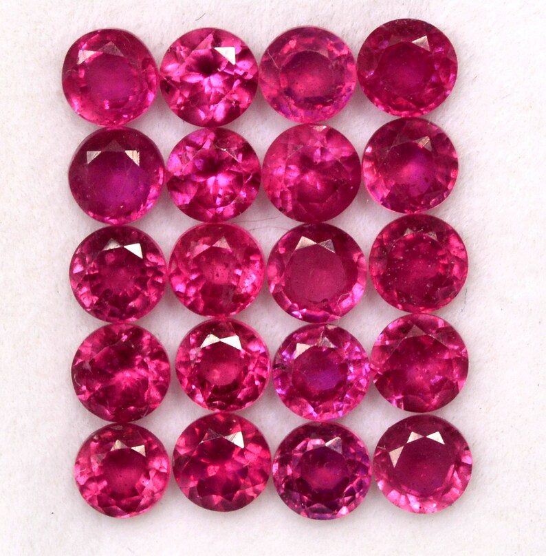 4 Mm Natural Ruby Round Cut Lot 20 Pcs 7.36 Cts Calibrated | Etsy