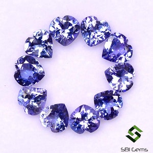 5x5 Mm Natural Tanzanite Heart Shape Cut Lot 10 Pcs 4.34 CTS Calibrated ...