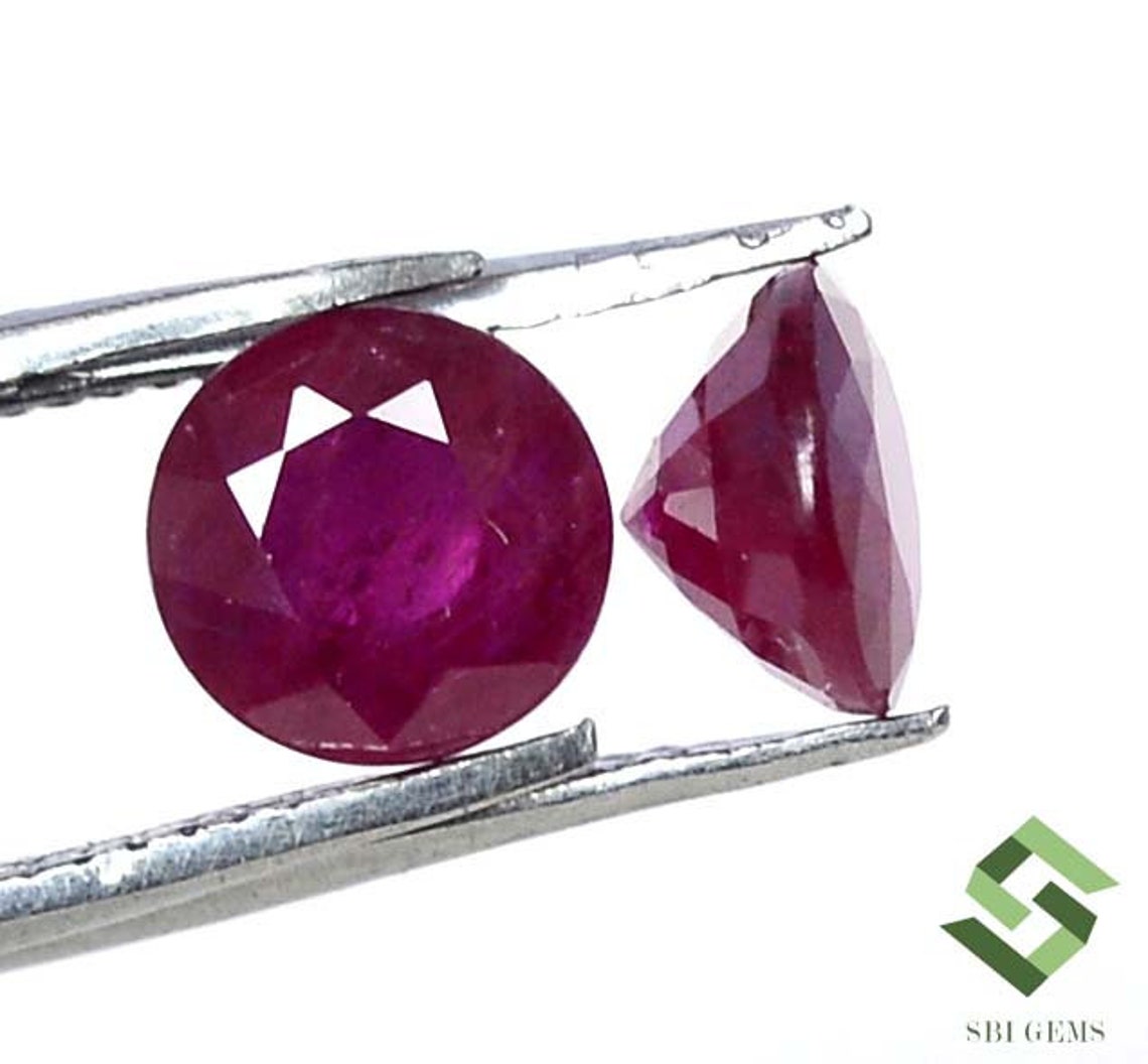 5.50 Mm Certified Natural Ruby Round Cut Pair 2 Quality Mozambique ...