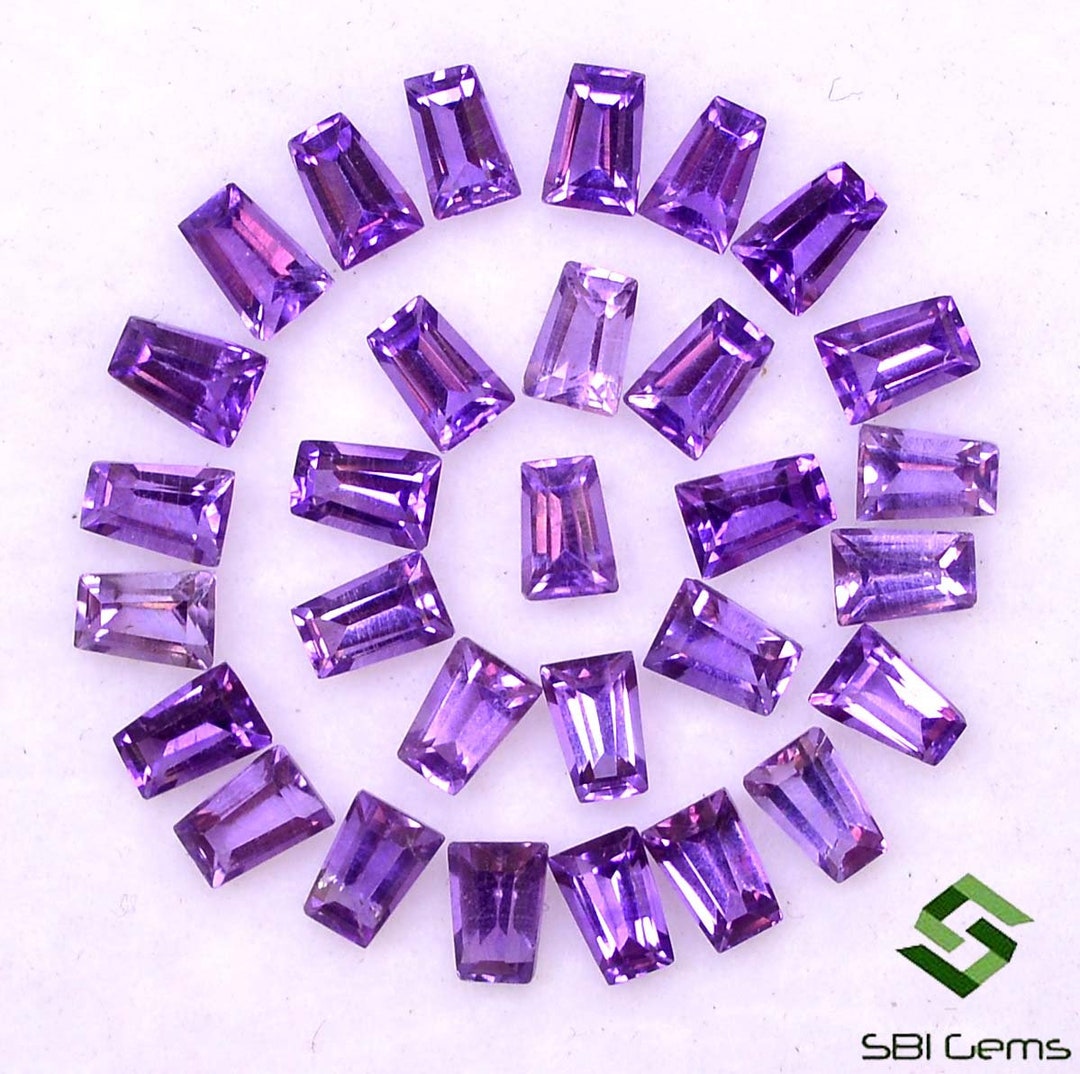3x2 Mm Natural African Amethyst Gemstone Lot: 30 Piece Faceted Tapper ...