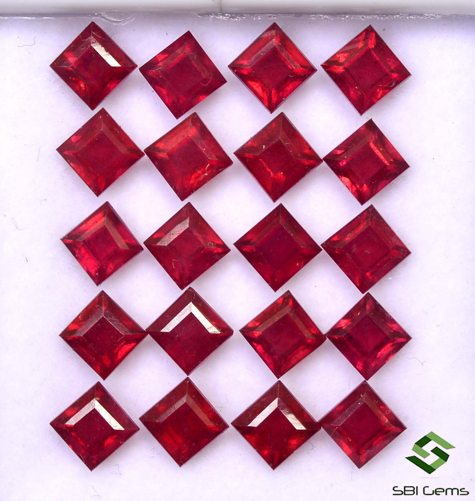 4 mm Natural Ruby Square Cut Lot 10 Pcs 5.99 CTS Calibrated | Etsy