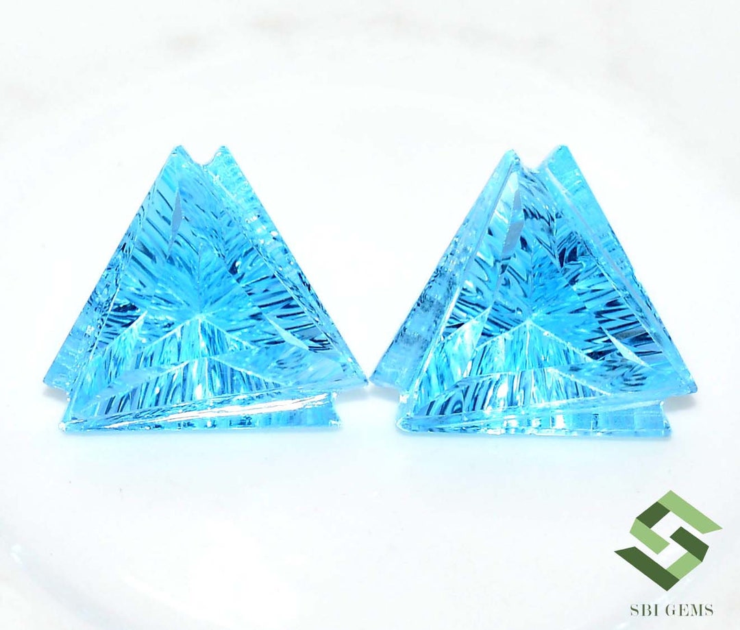 14x14 Mm Certified Natural Blue Topaz Fancy Laser Cut 2 Quality Pairs ...