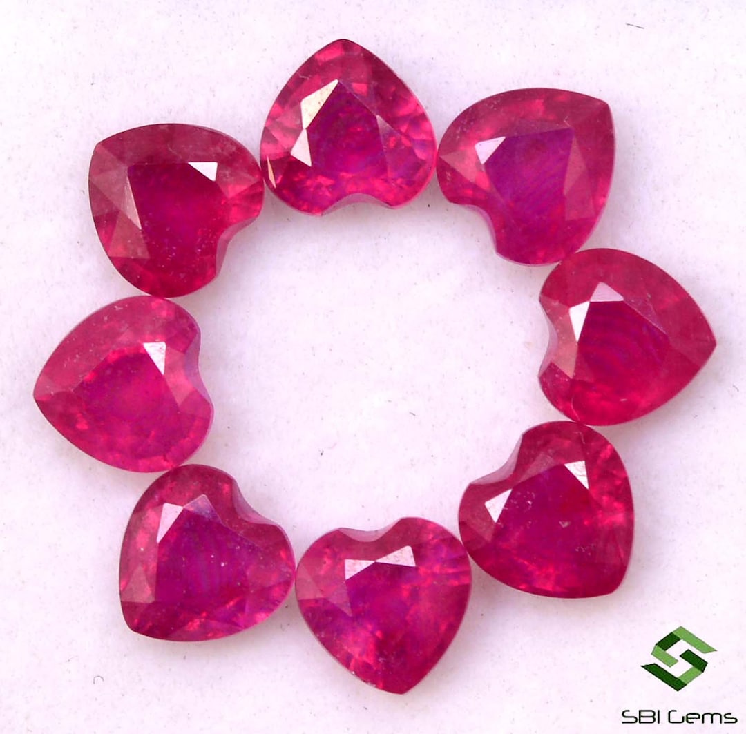 5 Mm Natural Ruby Heart Shape Cut Lot 05 Pcs Calibrated Faceted Loose ...