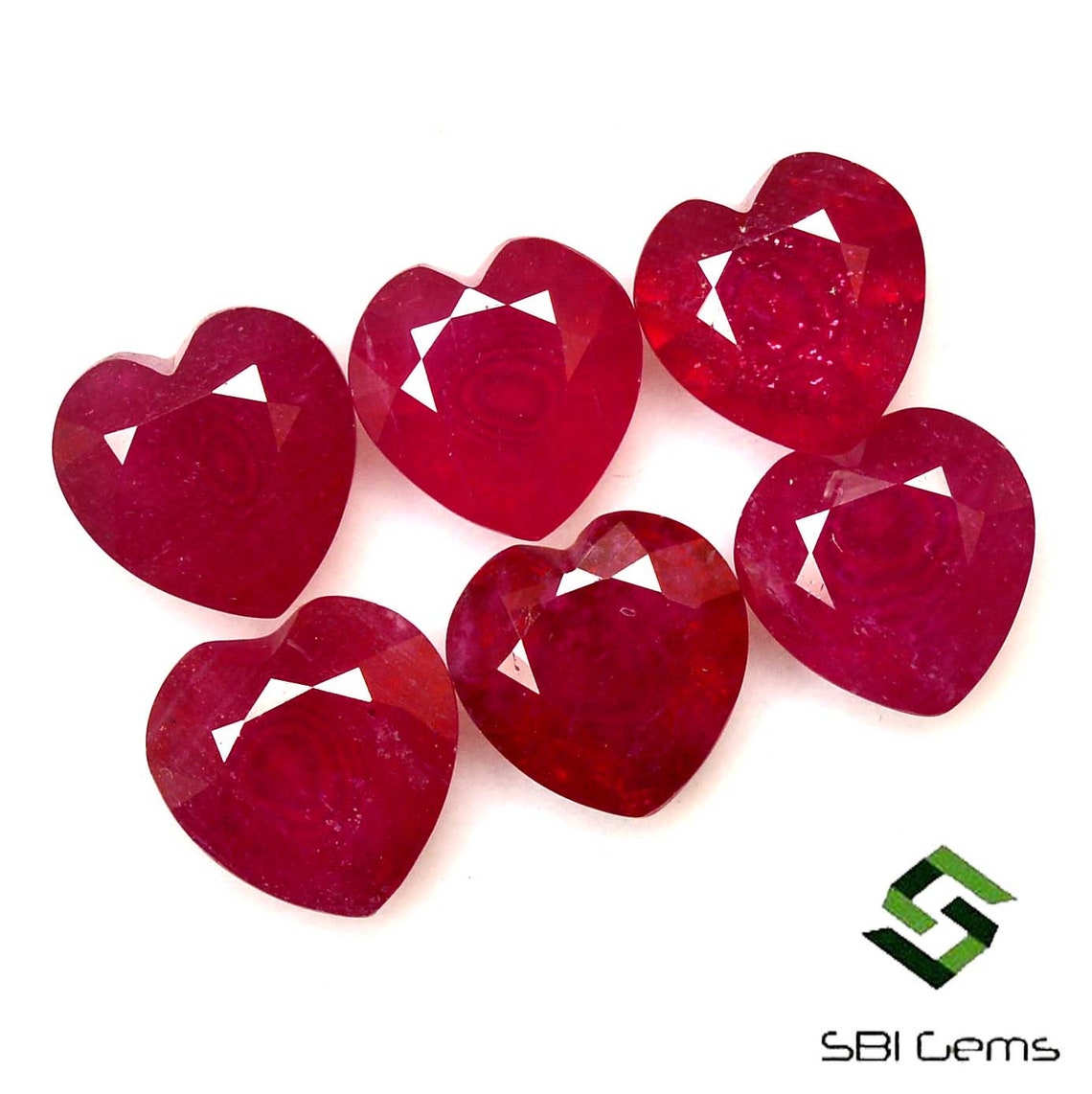 10x10 Mm Natural Ruby Heart Shape Cut Gemstone Lot: 06 Piece Glass ...